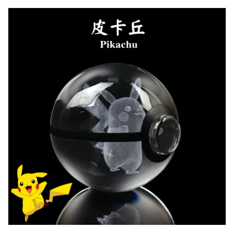 Anime-Pokemon-Pikachu-3D-Crystal-Ball-Pokeball-Anime-Figures-Engraving ...