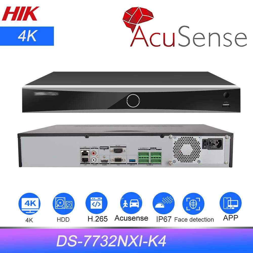 Hikvision 32-ch 1.5U K Series AcuSense 4K NVR DS-7732NXI-K4 4 SATA interfaces Surveillance Video ...