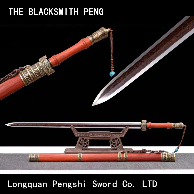 Rosewood Damascus Wolong Qin jian/Ancient Chinese Swords/Eight sided ...