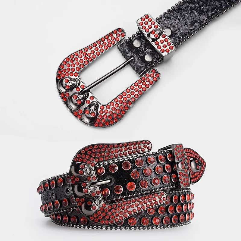 Colourful-Rhinestone-Inlaid-Belt-Women-Dark-Punk-Style-Metal-Pin-Buckle ...