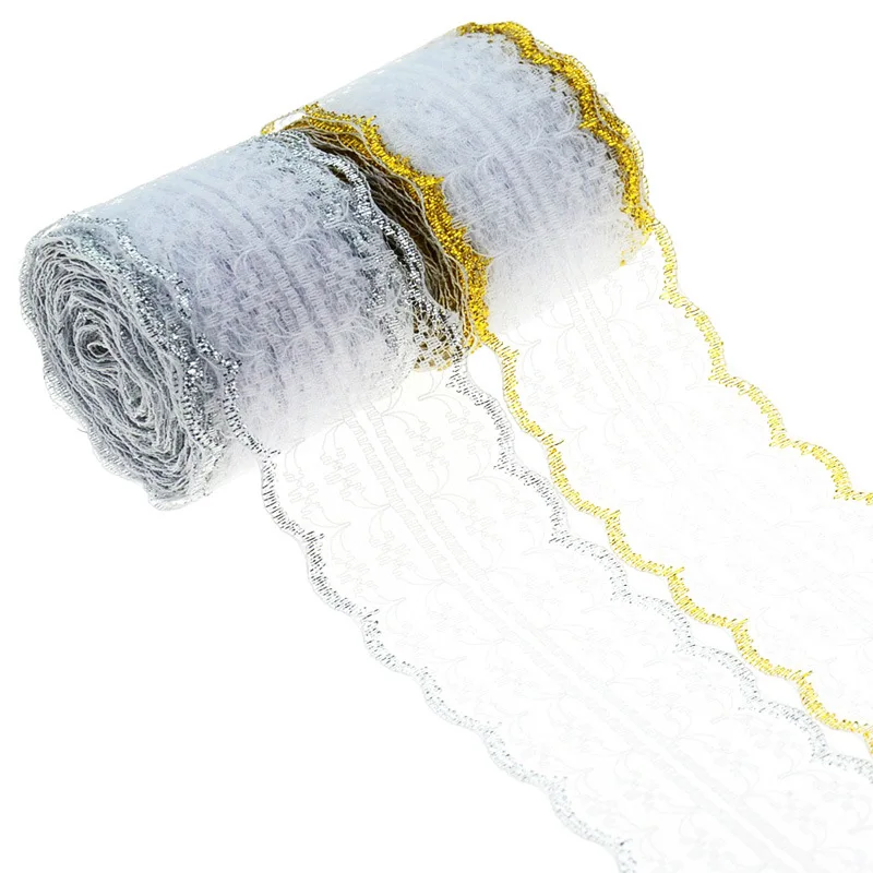 Ruban-de-Dentelle-Brod-Or-Argent-Tissu-Coudre-pour-D-coration-de ...