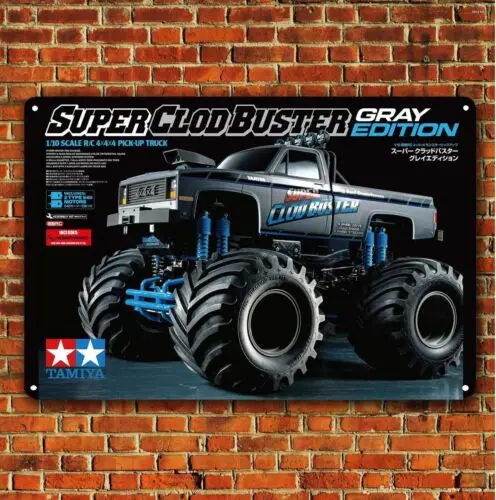 Metal Poster Vintage Rc Car Tin Sign Plaque Tamiya Super Clodbuster ...