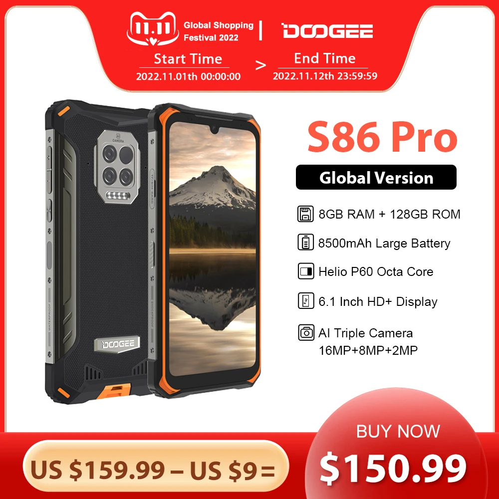 Doogee S86 Pro Smartphone 8gb+128gb Infrared Thermometer 8500mah Mobile ...