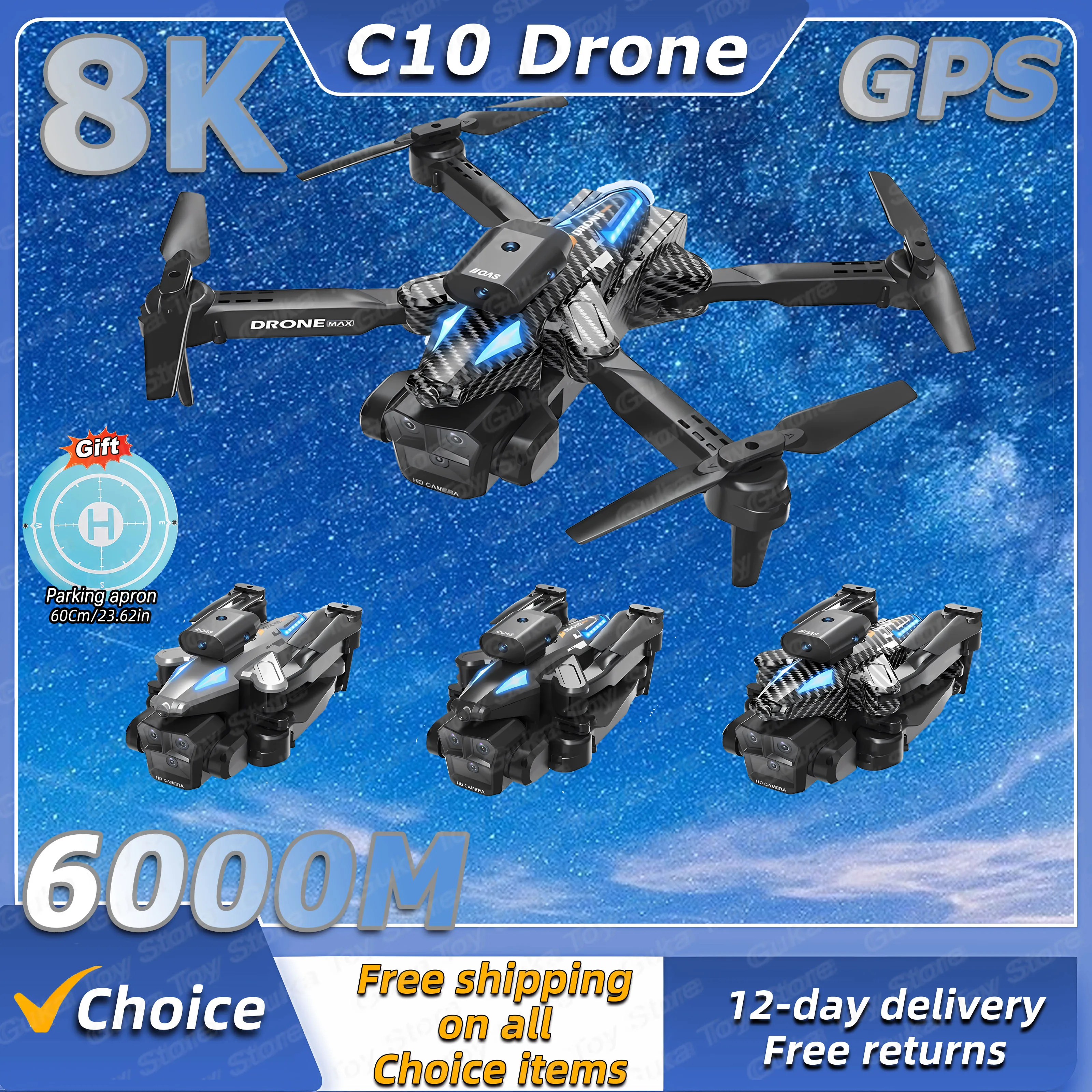 Dron-con-Control-remoto-GPS-C10-Max-cuadric-ptero-plegable-con-c-mara ...