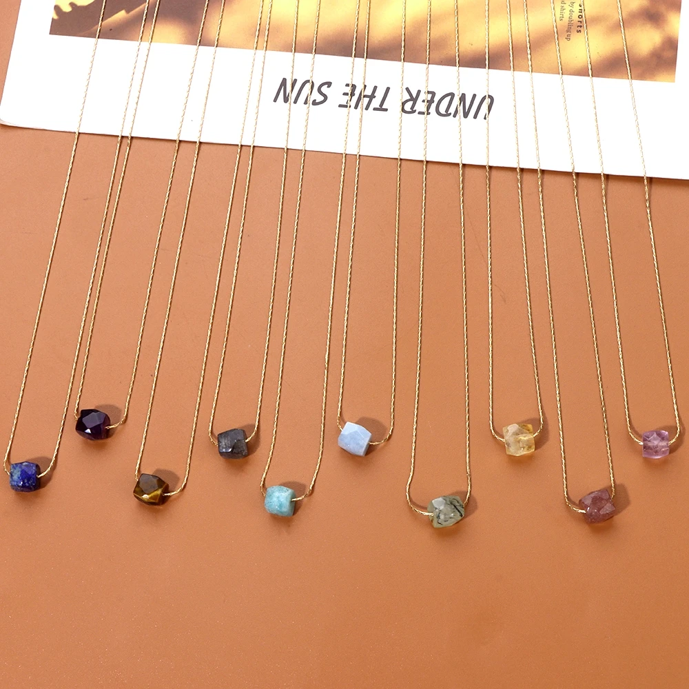 Wholesale Natural Cube Stone Beads Pendant Crystals Quartzs Gems Square ...