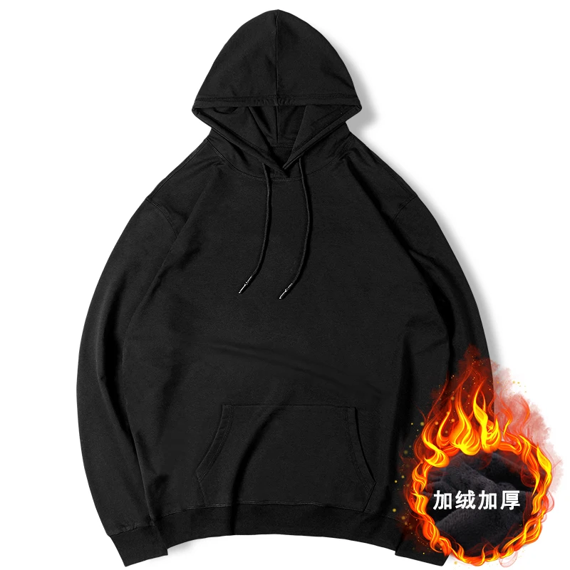 Large Size Big 9XL 160KG Winter autumn Fleece Men Hoodies Sweatshirts Warm Plus Black Hooded ...