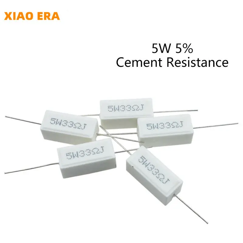 5W Ceramic Cement Resistor Ohm 5% 0.1R 0.5R 1R 2R 3R 4.7R 10R 20R 50 ...