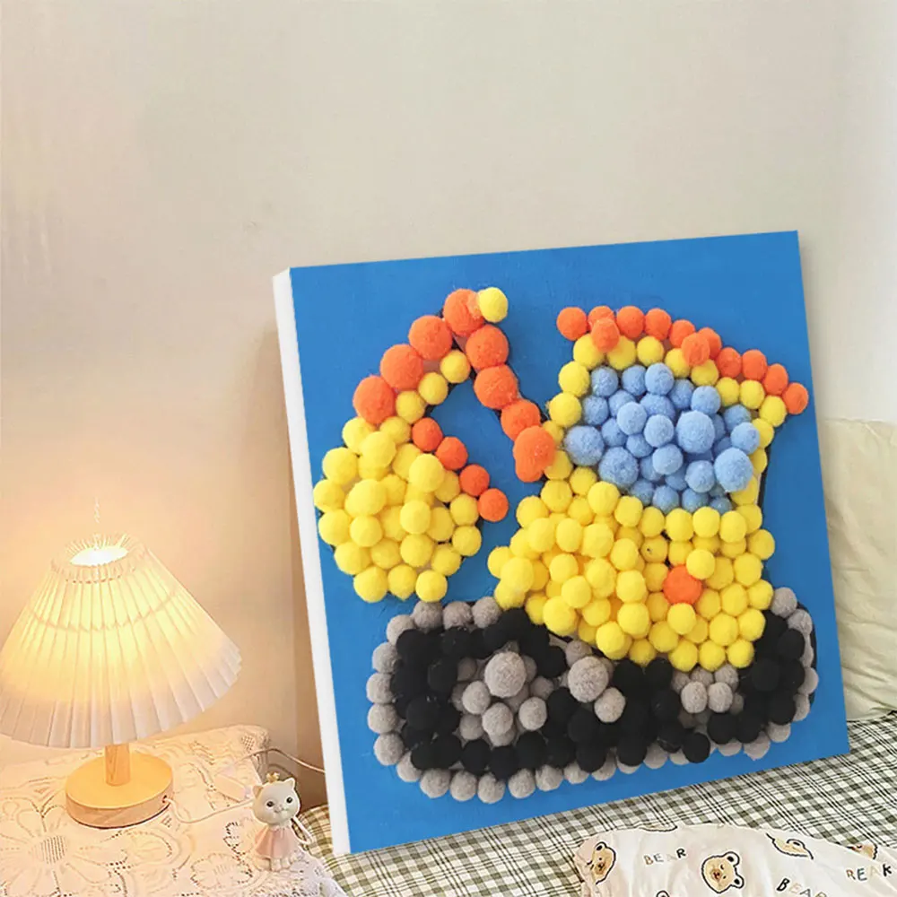 Pompom-Painting-Craft-for-Adults-and-kid-Colorful-Pompom-Art-for ...