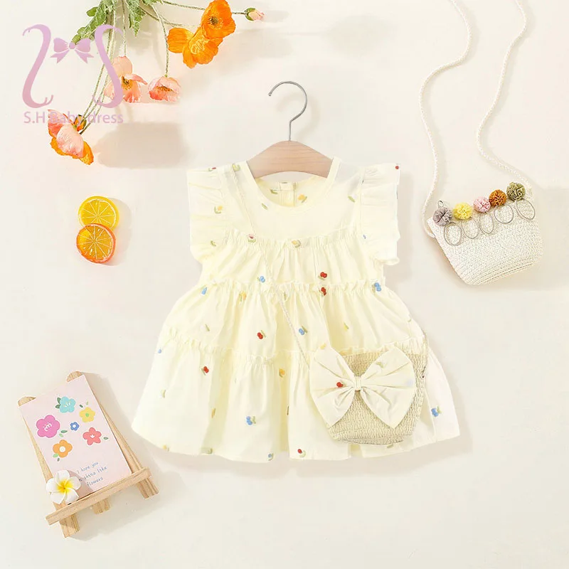 Summer Baby Girl Beige Dress Newborn Pure Cotton Lace Sleeveless ...