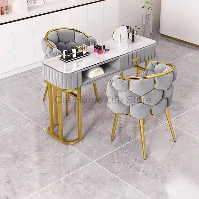 Dressing-Manicure-Nail-Tables-Glass-Tabletop-Modern-Reception-Simple ...