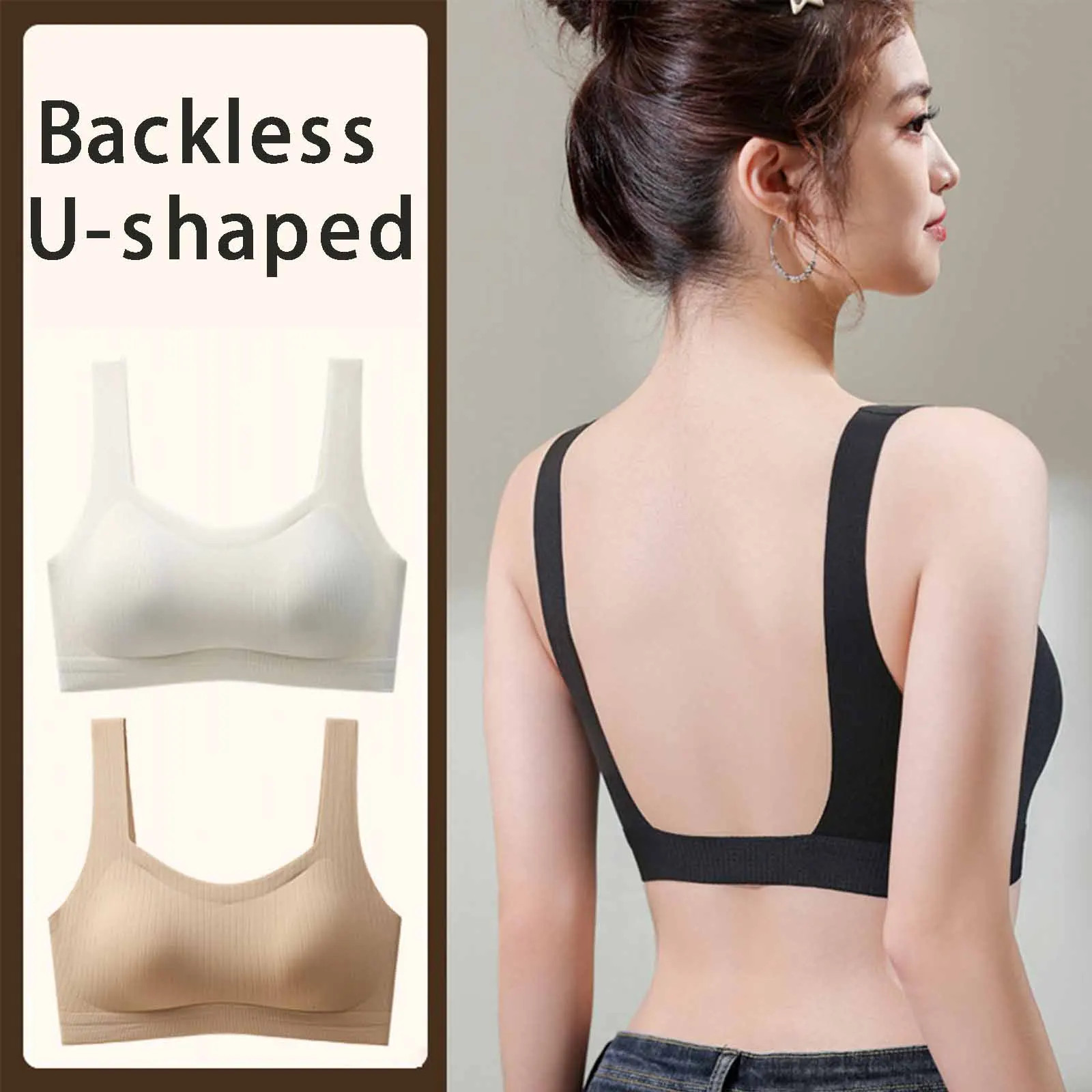 Low-Back-Bra-Top-Women-Seamless-Bralette-Deep-U-Bras-Backless-Brassiere-Large-Size-Underwear ...