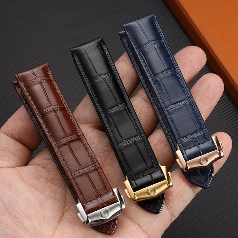 Correa-de-reloj-de-cuero-genuino-para-Omega-Super-mariposa-Flying-Haima ...