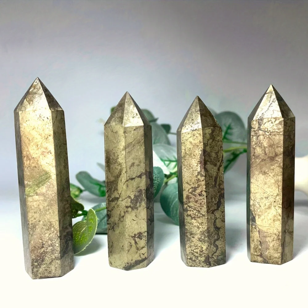 Natural Pyrite Crystal Wand Tower Reiki Gemstone Wands Folk Crafts ...