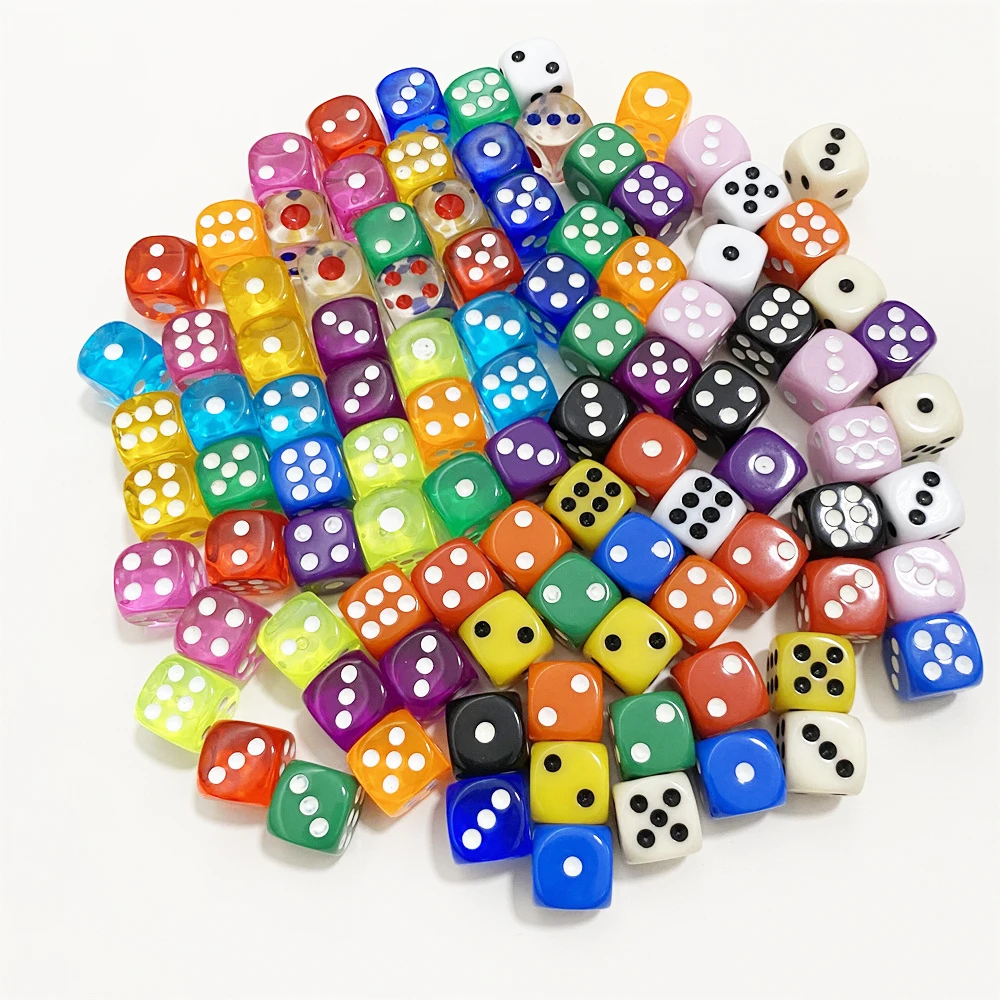 50pcs-Pack-High-Quality-New-12mm-Acrylic-Transparent-D6-Point-Dice-12 ...