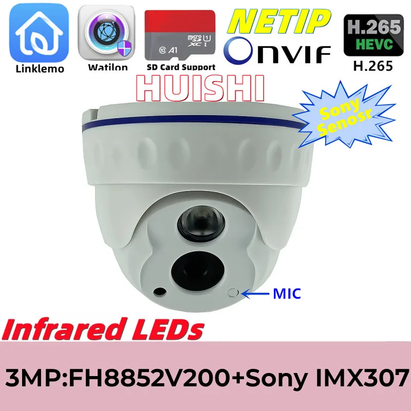 3MP-FH8852V200-IMX307-Infrared-Light-IP-Dome-Camera-Built-In-MIC-Audio ...