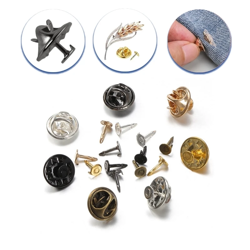 50Pcs Butterfly Clasp Metal Brooch Pin Back Squeeze Badge Holder Clutch ...