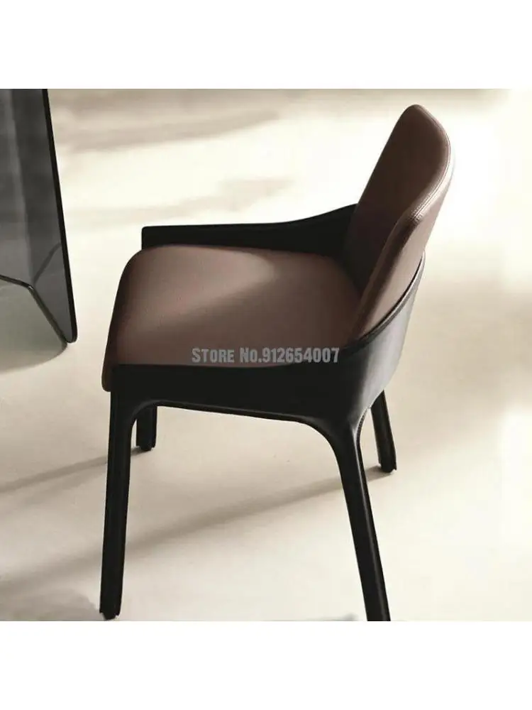 Customized-Nordic-Saddle-Leather-Dining-Chair-With-Armrest-Model-Room ...