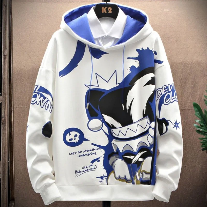Sweatshirts-for-Man-Loose-Blue-Manga-Men-s-Clothing-Hooded-Anime ...