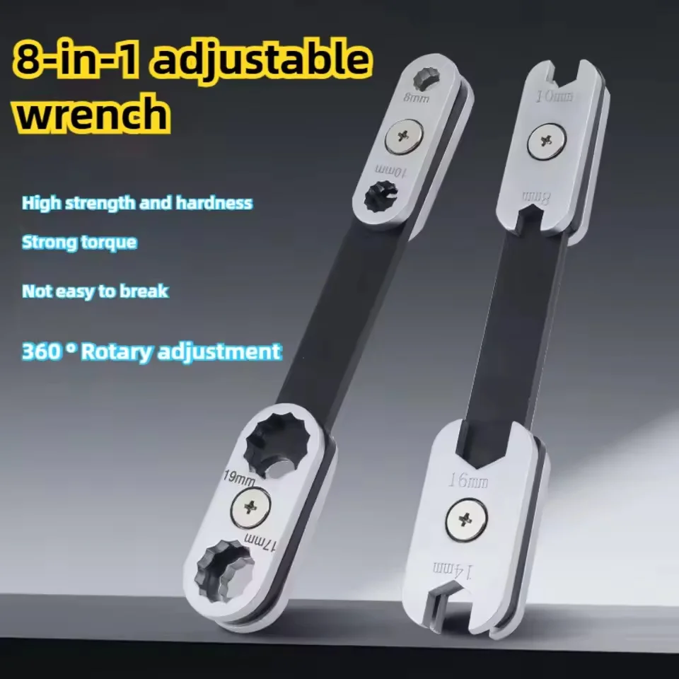 ‌360° Rotatable 8-in-1 Adjustable Wrench with Dual Hex/Open Ends ...