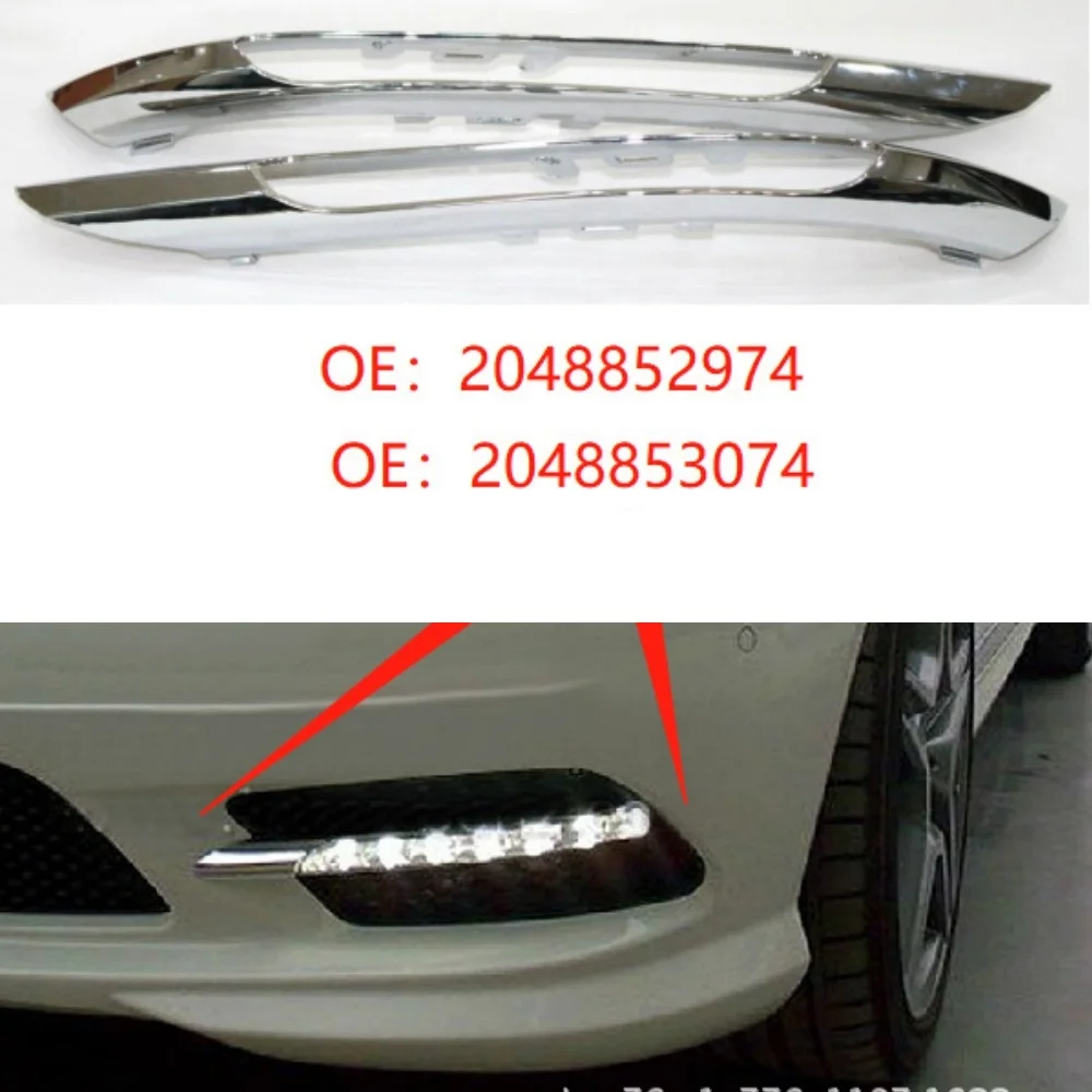 Front-bumper-fog-light-frame-light-strip-For-Mercedes-Benz-C-Class-W204 ...