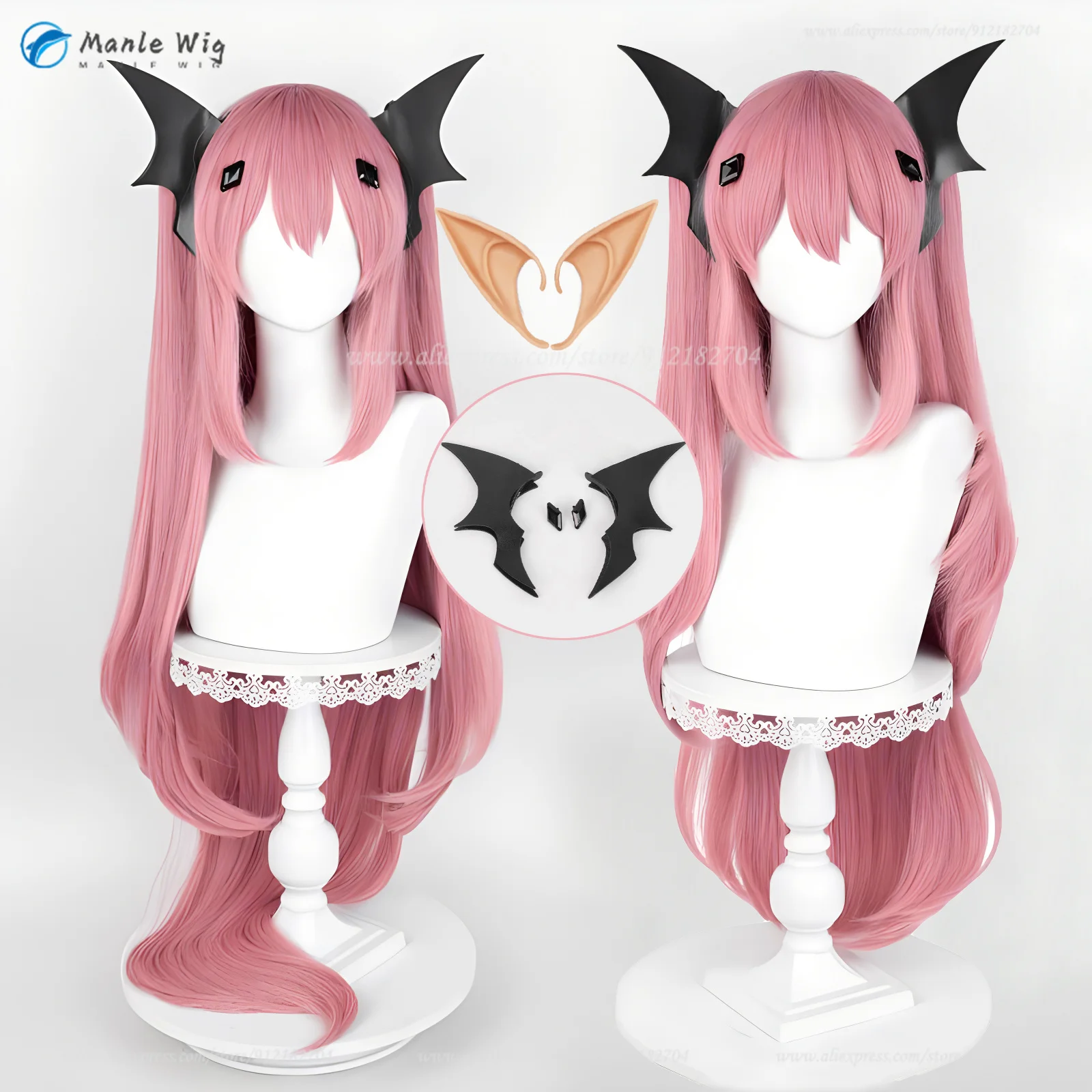 2 Styles Anime Krul Tepes Cosplay Wig 90cm/110cm Pink Long Wig Heat ...