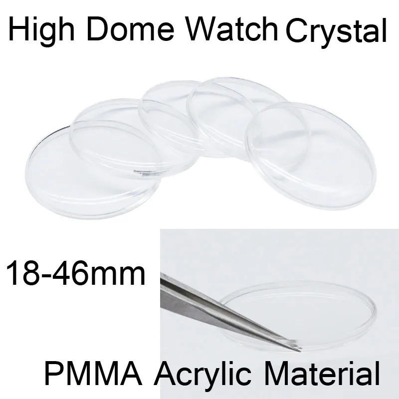 1mm Round Pot Shape 18mm-46mm Diameter High Dome Watch Glass Crystal ...