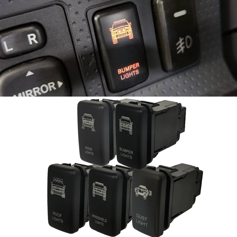 Orange LED Car Windshield Roof Dust Bumper Lights Button Switch with ...