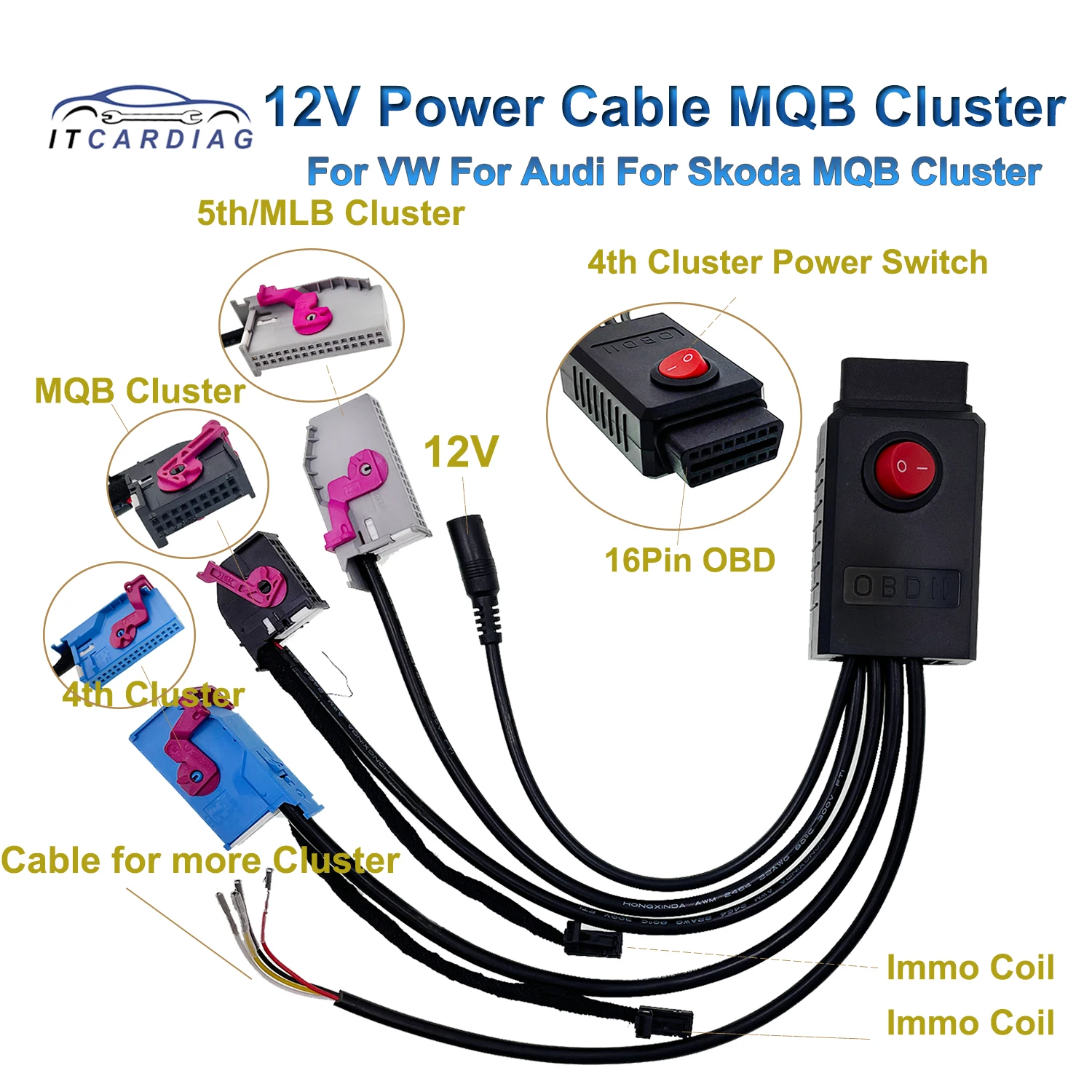 MQB-Cluster-12V-Power-Test-Cable-5th-Cluster-Cable-4th-ID48-Key-Program ...