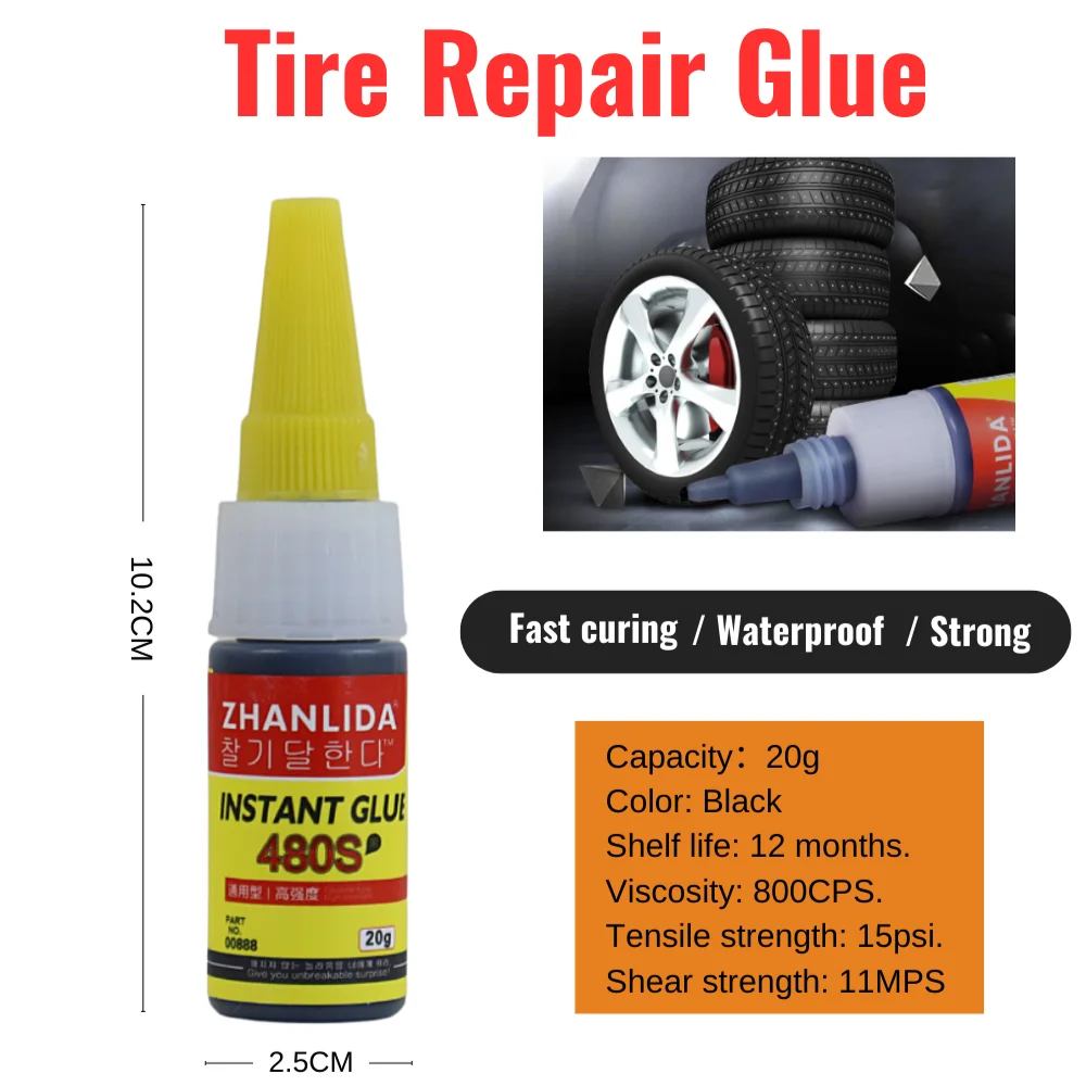 20g Zhanlida 480S Black Auto Tire Repair Glue Sealer Super Caulk Car ...