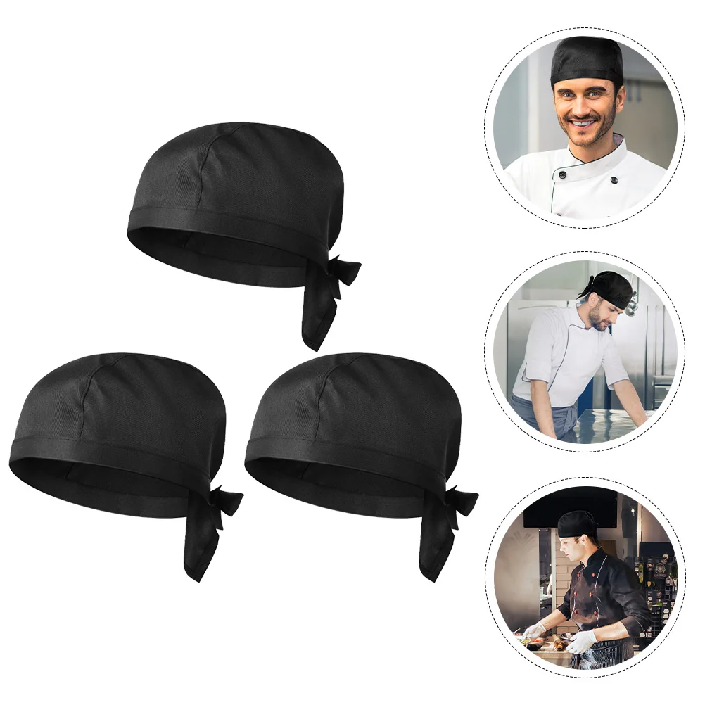 3-Pcs-Chef-Hat-Catering-for-Uniform-Work-Hats-Ribbon-Cooking-Hair ...