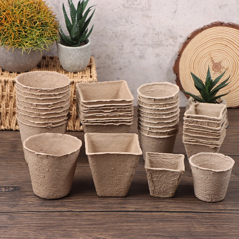 10Pcs-Biodegradable-Plant-Paper-Pot-Starters-Nursery-Cup-Grow-Bags-For ...