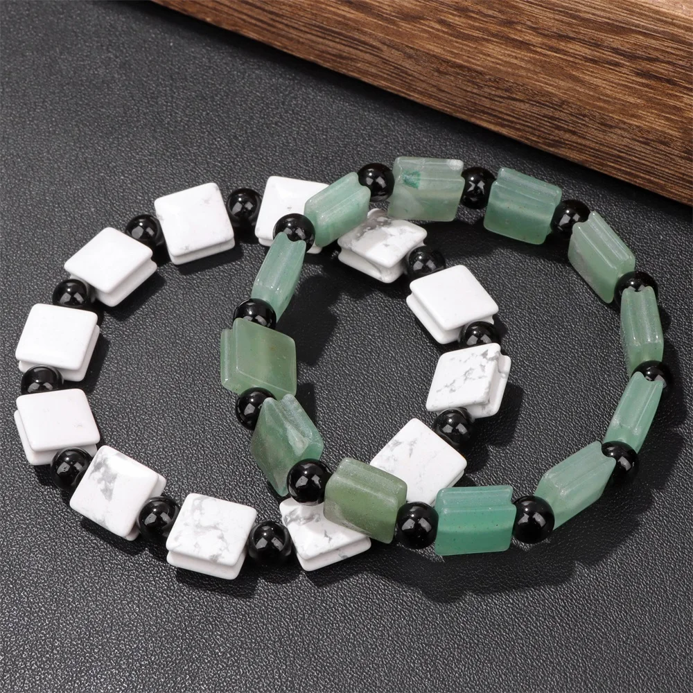 10mm-Square-Beads-Bracelet-Men-Natural-Stone-Tiger-Eye-Lapis-Lazuli ...