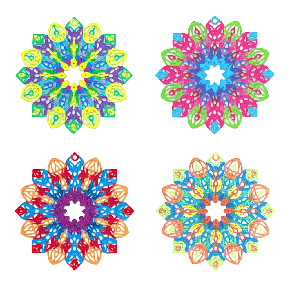 5pcs 35*35mm Hollow Out Mandala Flower Charms Multicolor Filigree ...