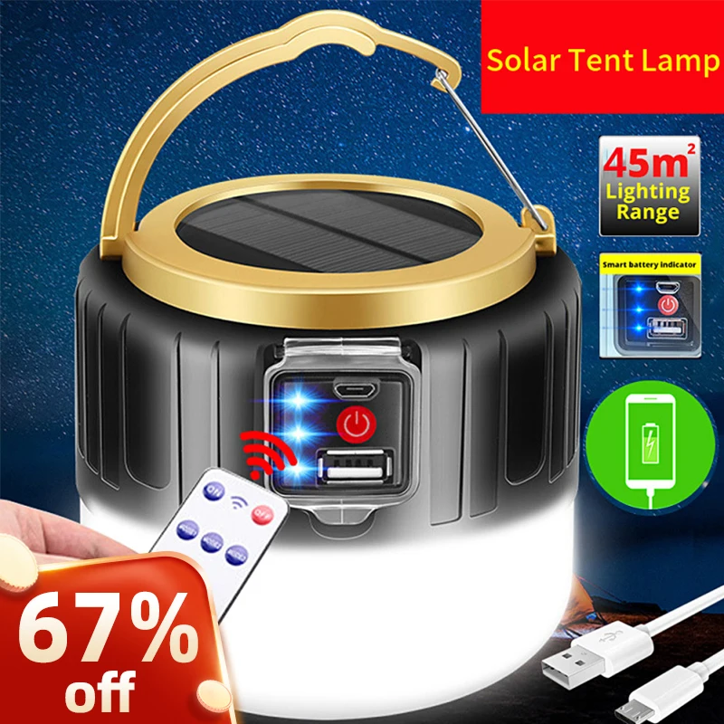 Outdoor Solar Led Camping Light Usb Rechargeable Tent Portable Lanterns ...