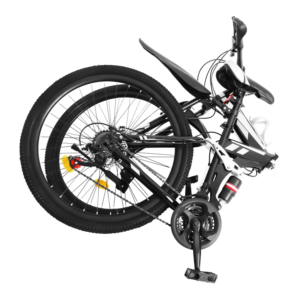 Folding Mountain Bike Artudatech 26 Inch Shimano 21 Speed Dual Disc Brake - Adult - Red Foldable ...