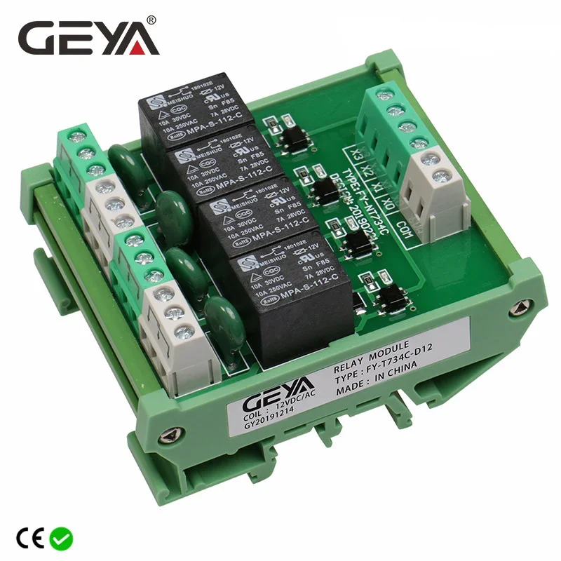 GEYA-4-Channel-Relay-Module-1-SPDT-DIN-Rail-Mount-12V-24V-DC-AC ...