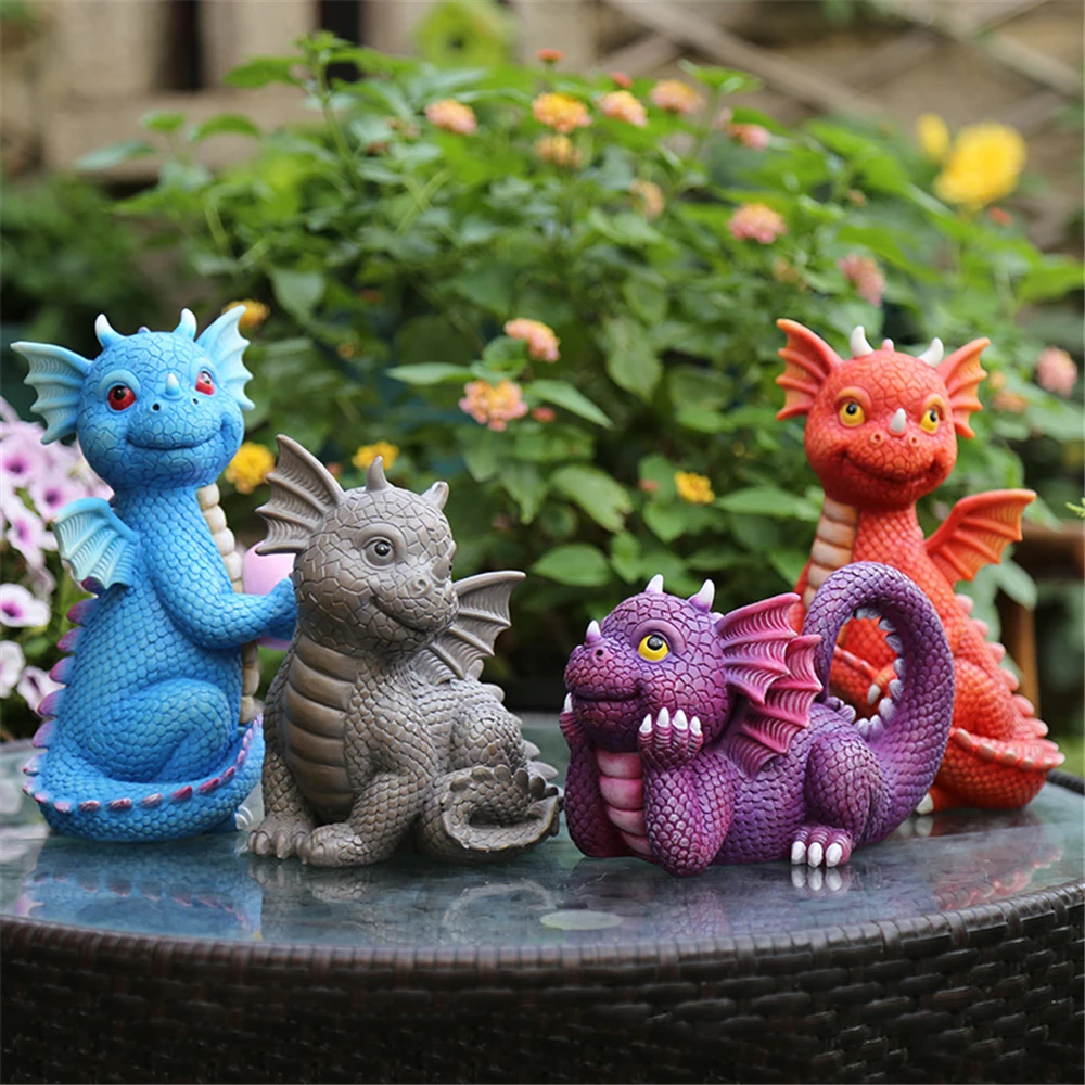Cool-Dragon-Garden-Statues-Baby-Dragon-Figurines-And-Statues-Resin ...