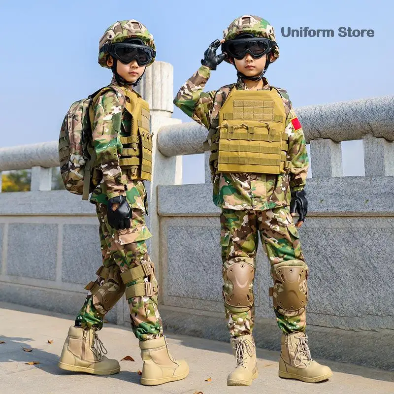 Kids-Military-Uniforms-Camouflage-Tactical-Combat-Shirt-Pants-Multicam ...