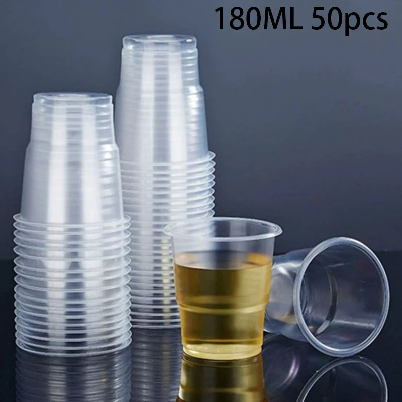 50PCS-Disposable-Clear-Plastic-Cup-Outdoor-Picnic-Birthday-Kitchen ...