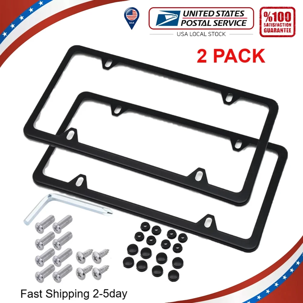 2PCS NEW Universal American License Plate Frame With Screws Number ...
