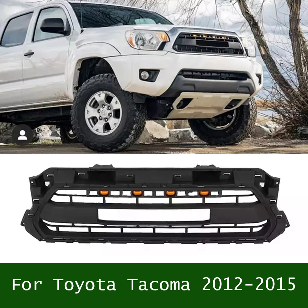 For-Toyota-Tacoma-2012-2015-Mash-Grill-With-4-LED-Lights-Front-Bumper ...