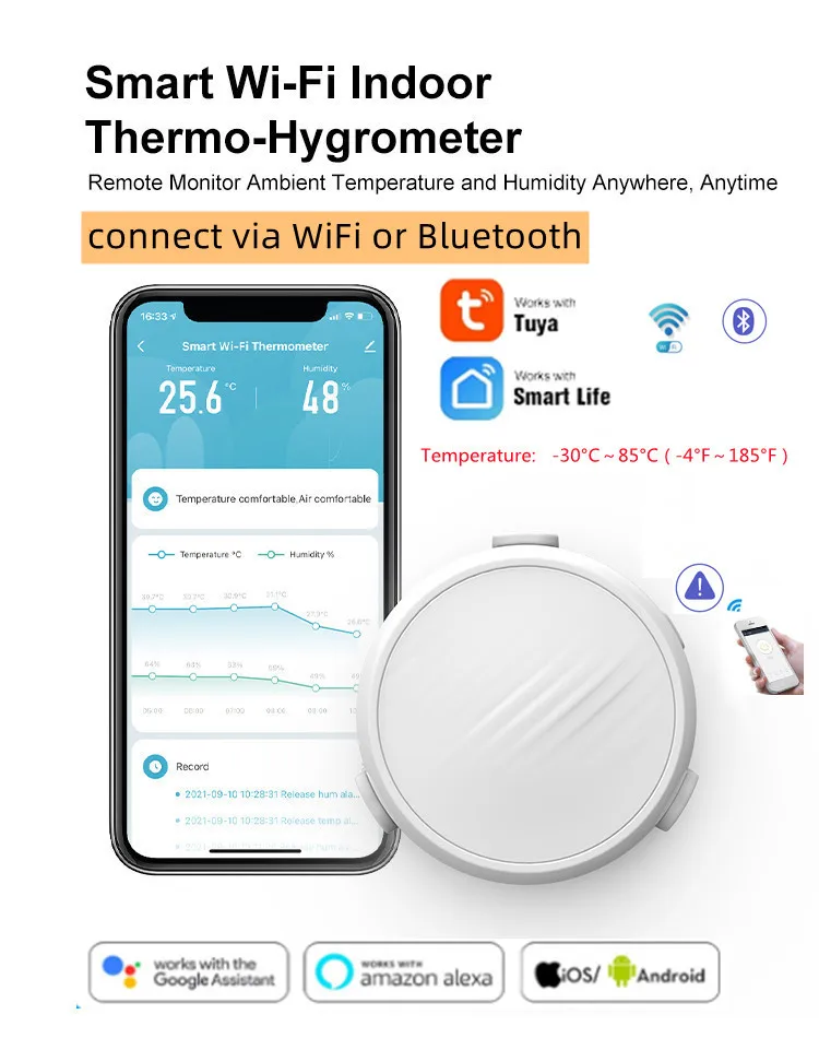 Wifi Temperature Humidity Sensor Data Logger Indoor Wifi Bluetooth ...