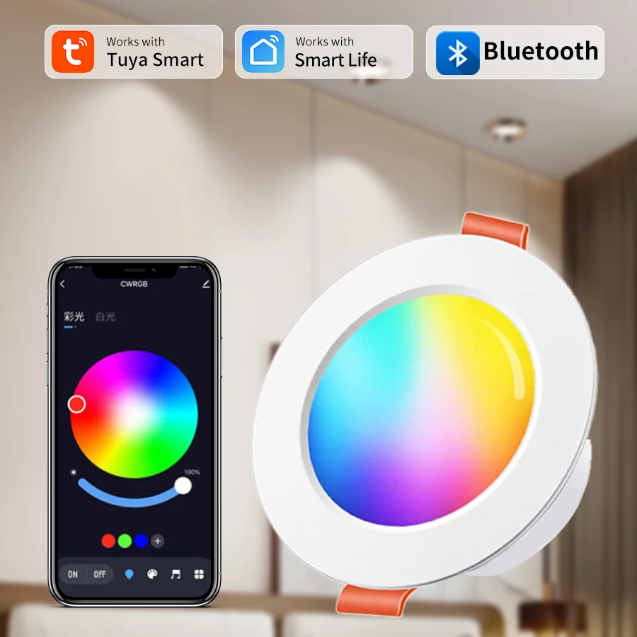 85-265V 10W 15W Bluetooth LED Downlight RGBCW Dimmable LED Spotlight ...
