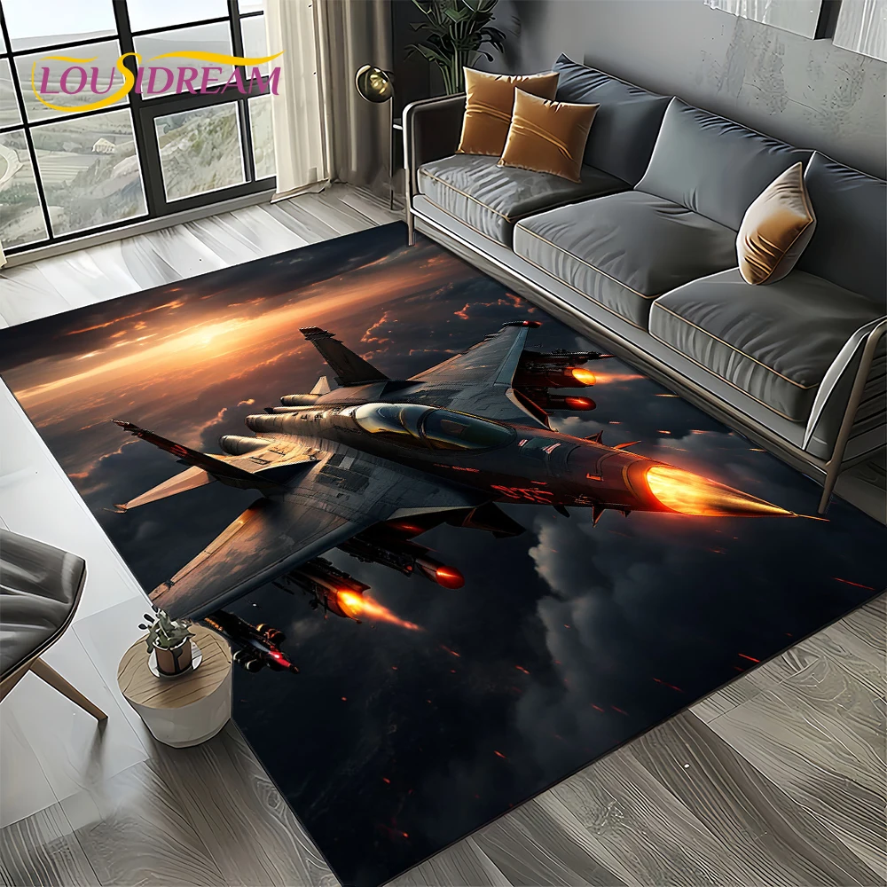 3D-Space-Spitfire-Aircraft-Air-Force-Jet-Fighter-Cartoon-Carpet-Rug-for ...