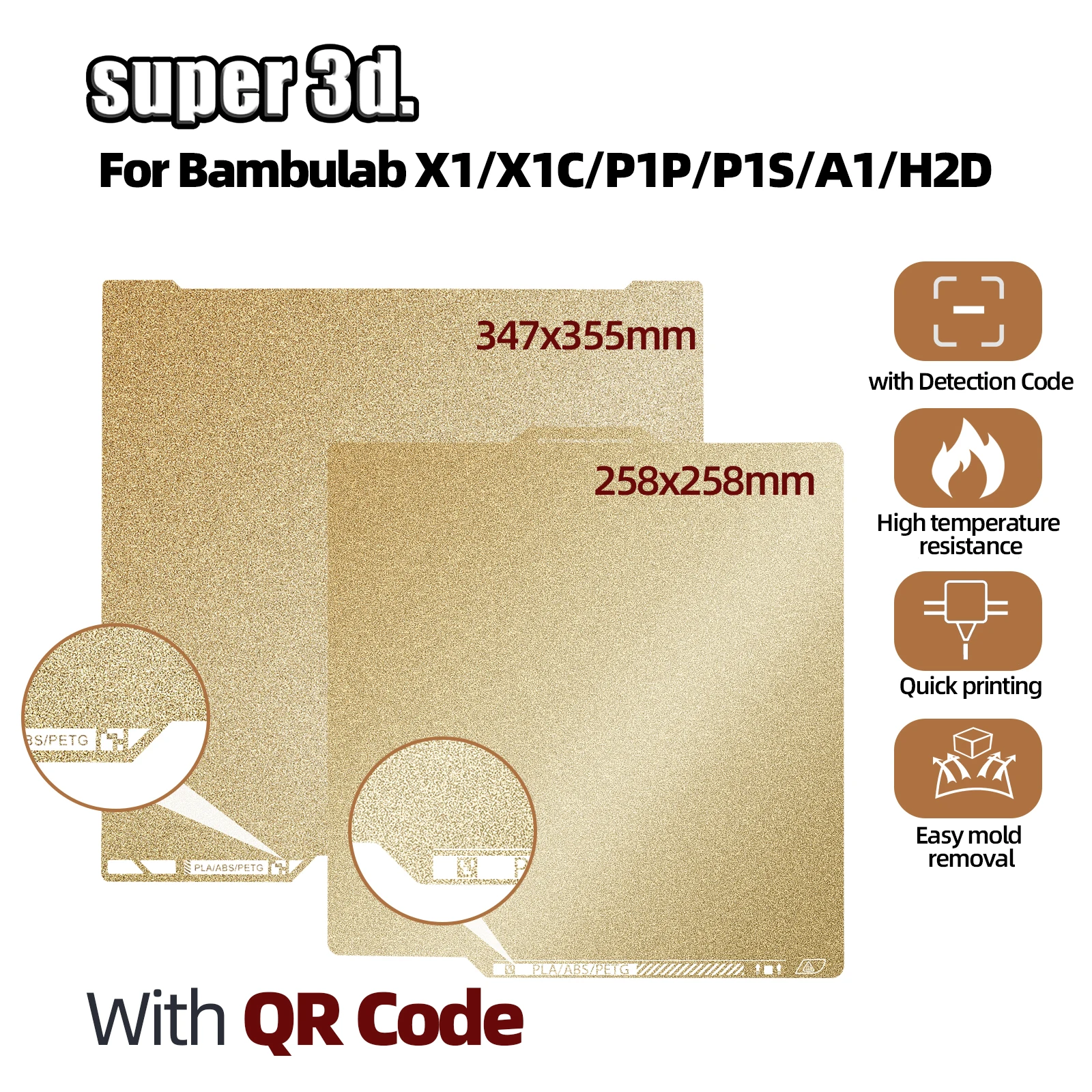 QR Code PEI Textured Bed Plate for Bambulab X1C Upgrade Pei Build Plate ...