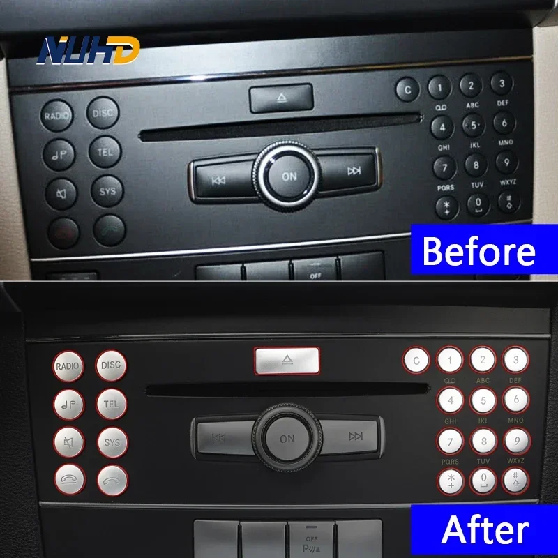 Center-Console-CD-Air-Conditioner-Buttons-Stickers-Trim-For-Mercedes ...