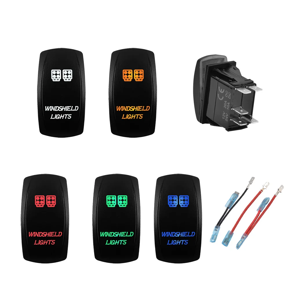 Windshield Lights Rocker Switch with Jumper Wire Set 5 Pin On/Off Spst ...