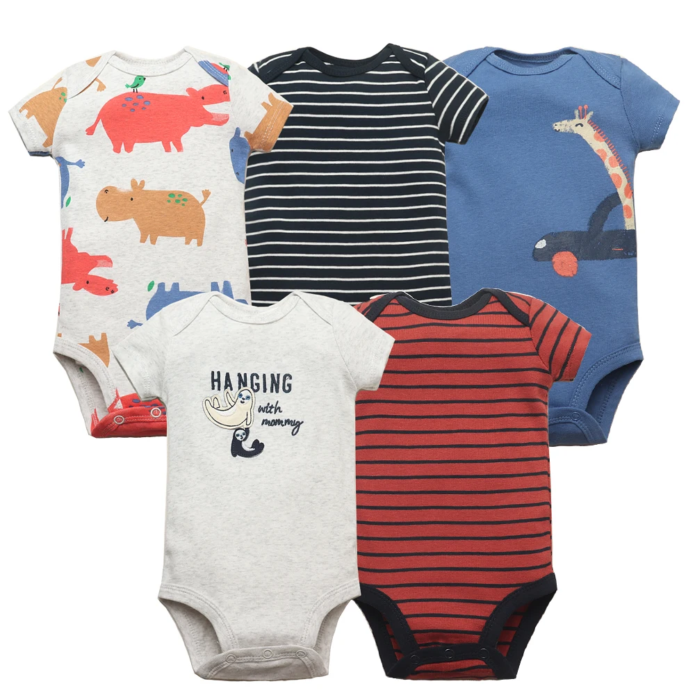 5PCS/Lot Baby Boys Girls Bodysuits 100% Cotton Short Sleeves Kids ...