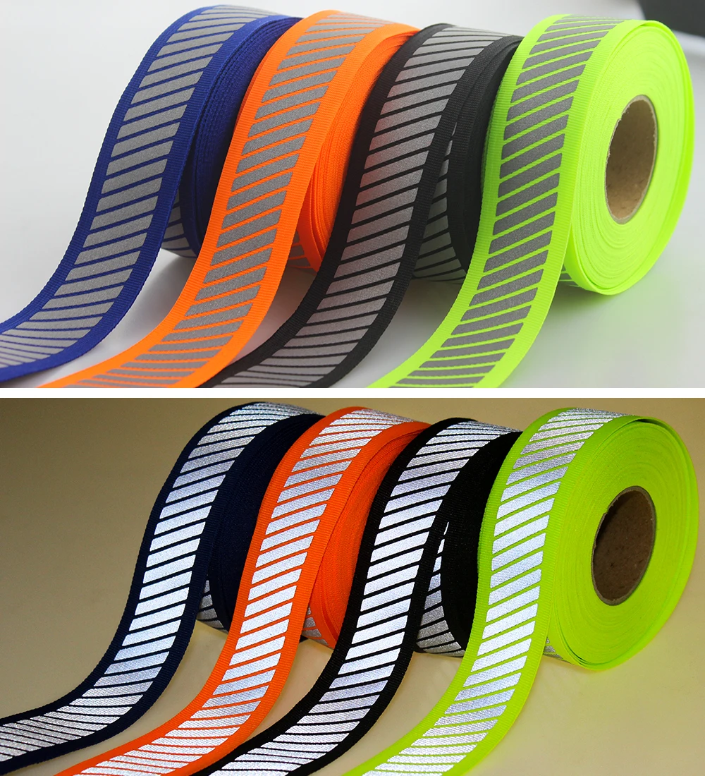 Silver Reflective Fabric Webbing Ribbon Trim Stripe Warning Tape For ...