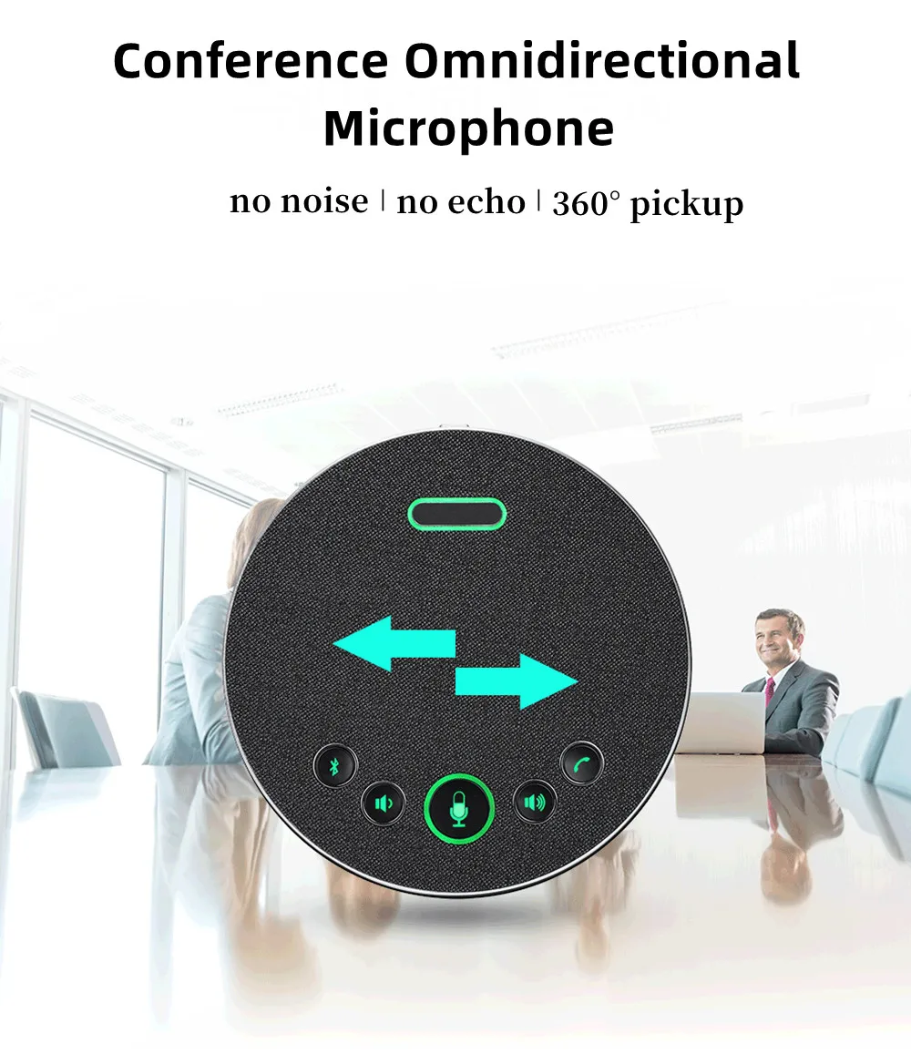 USB Conference Microphone Omnidirectional Tabletop Wireless ...